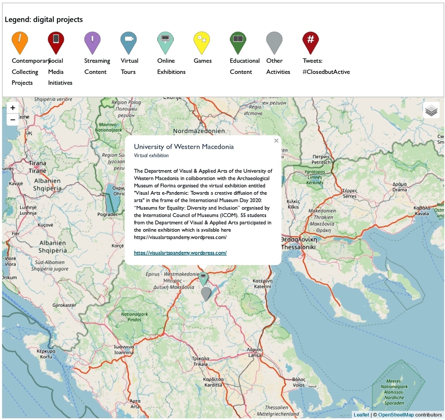 The exhibition “Online Art Pandemic” in the interactive world map of ...